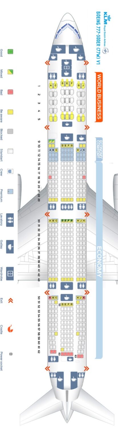 KLM 777-300 stoelindeling seat map » NaarCuracao.com
